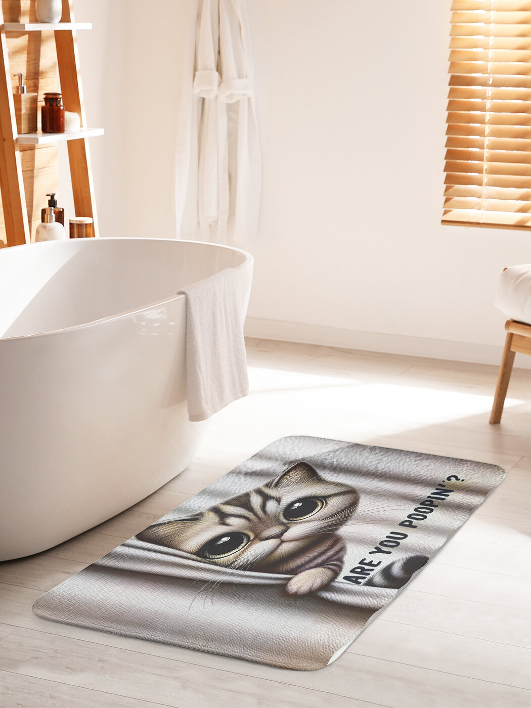 Коврик для ванной комнаты и туалета противоскользящий "Кот смотрит" 60х100 см, JoyArty