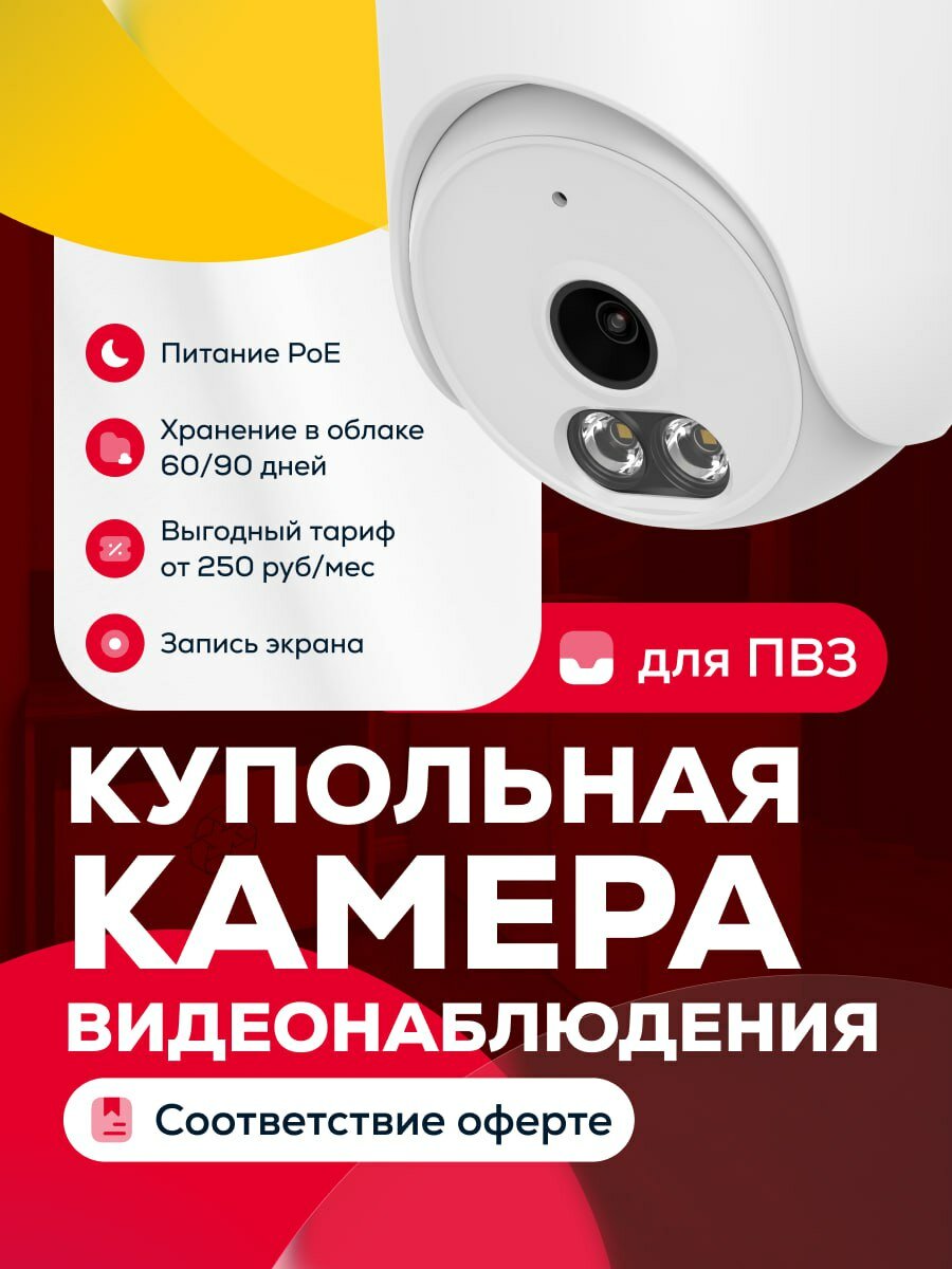 Камера видеонаблюдения для ПВЗ Ivideon 6221F-ML, Full HD, ИК-подсветка, PoE-питание