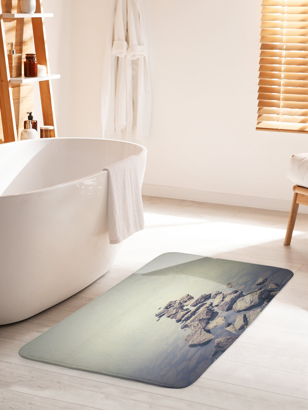 Коврик для ванной комнаты и туалета противоскользящий "Каменная дорога" 60х100 см, JoyArty