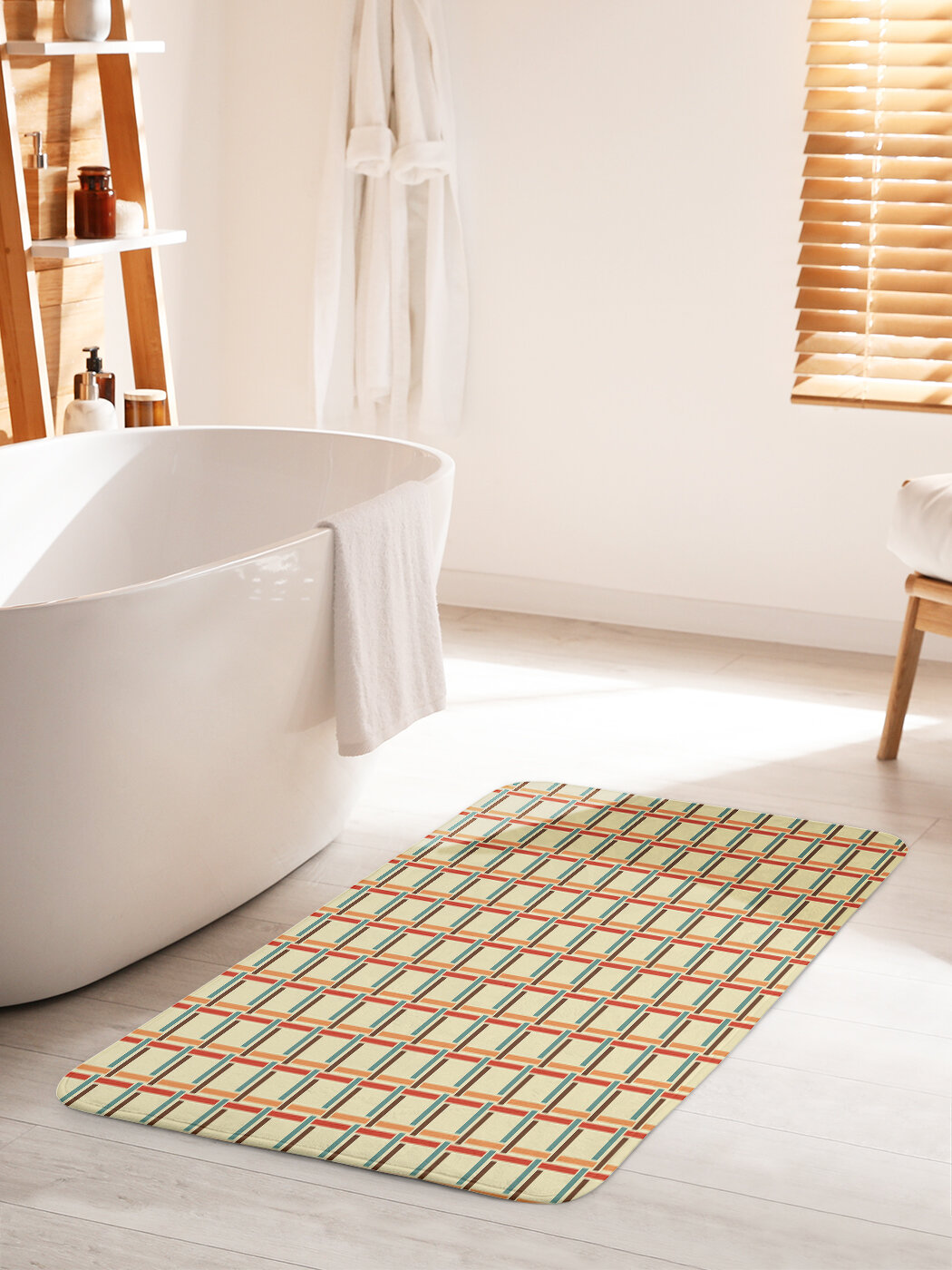 Коврик для ванной комнаты и туалета противоскользящий "Плетеная клетка" 60х100 см, JoyArty