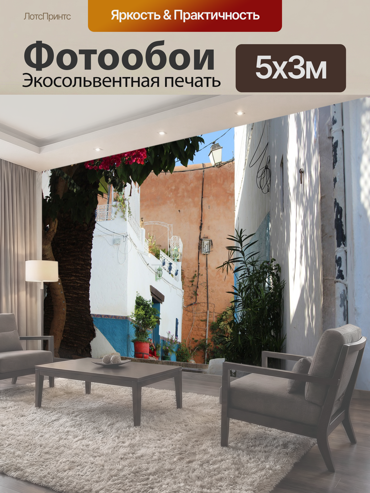 Фотообои "Марокко, рабат, касабланка" 500x300 см. экосольвентная печать