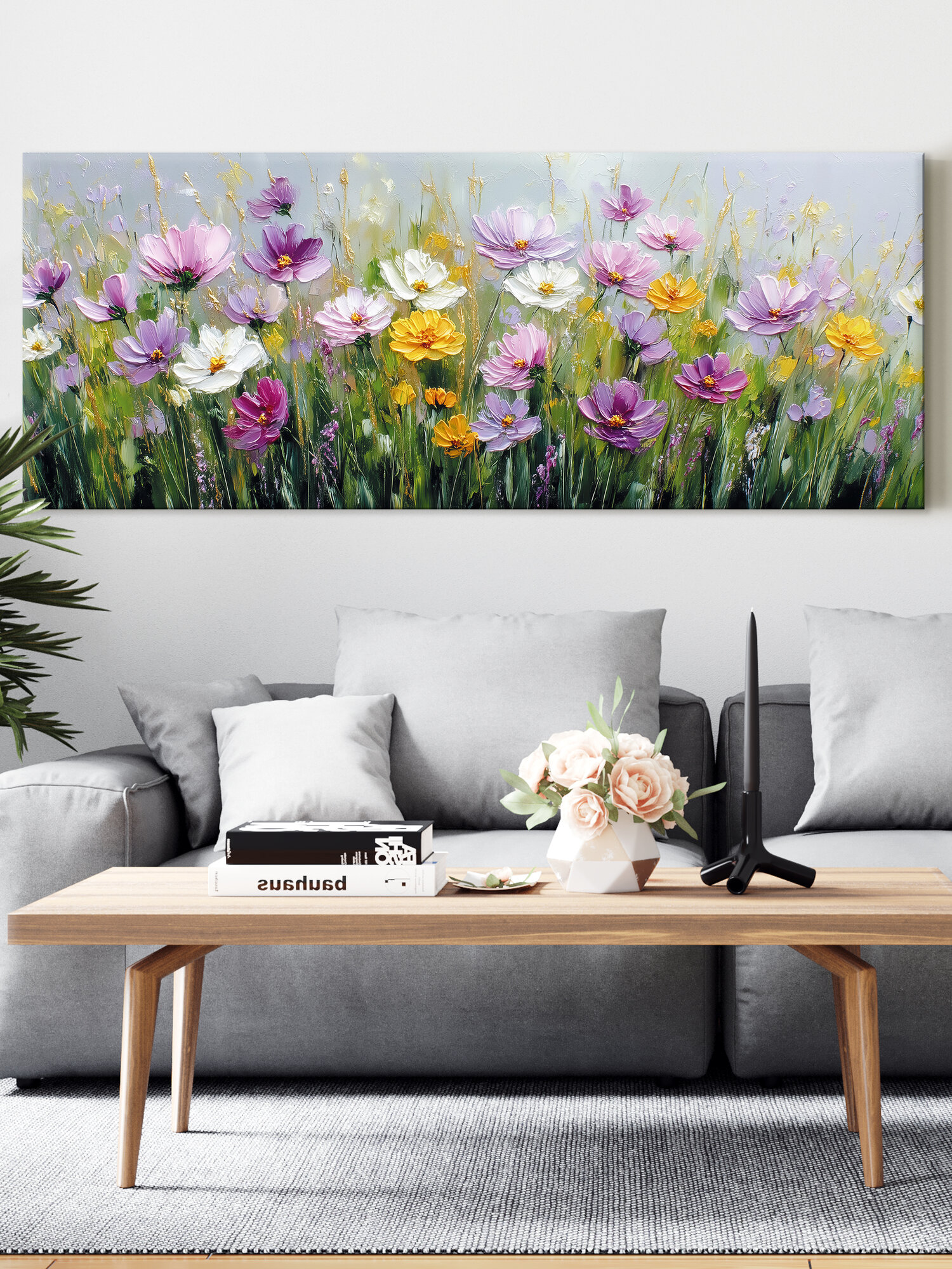 Картина Postermarket "Цветы" на холсте с подрамником 45 х 115 см