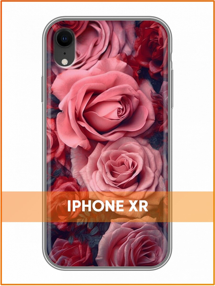 Чехол для Iphone Xr с принтом для женщин с цветочками розами (Айфон Xr)
