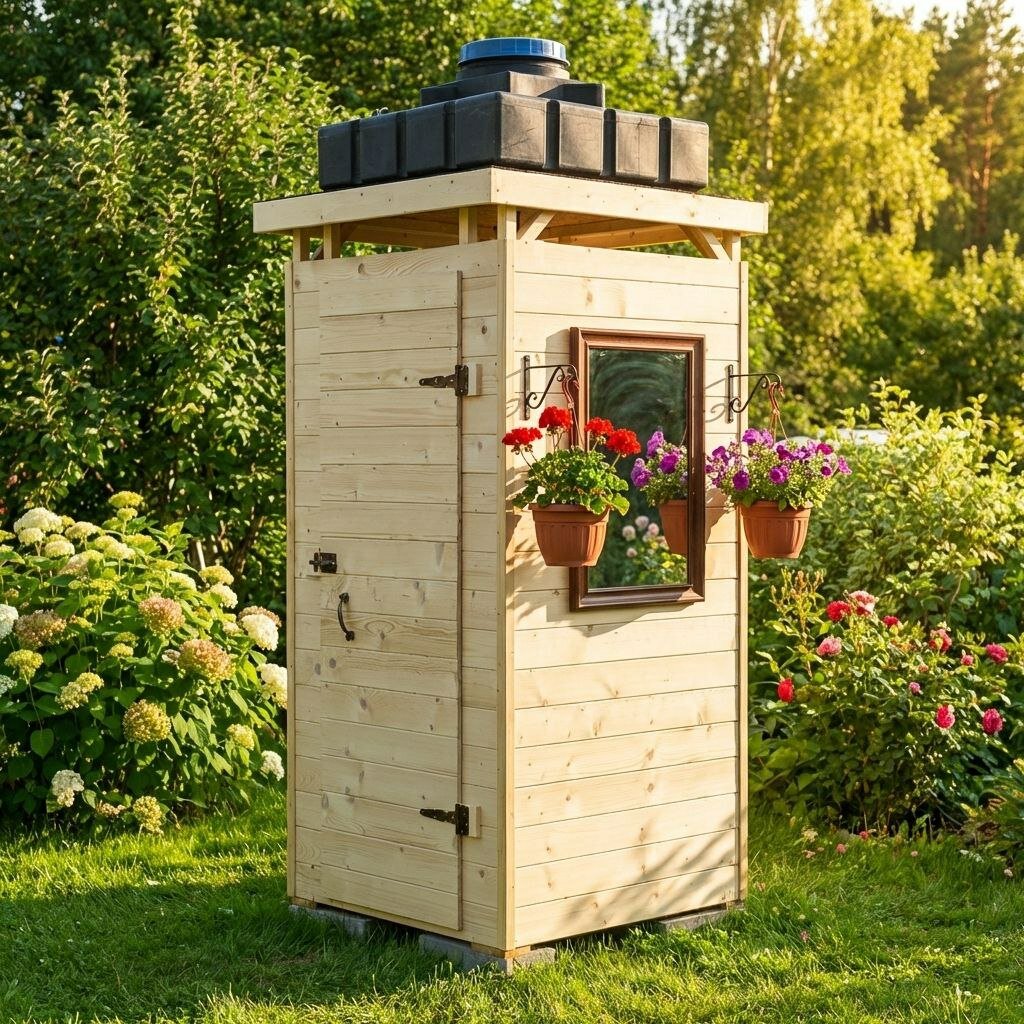 Летний душ из дерева