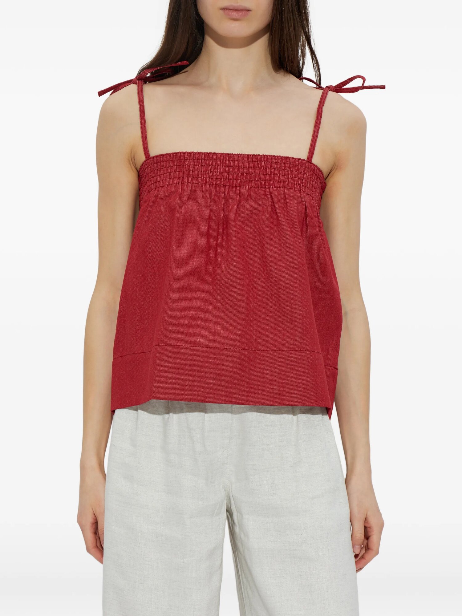 Топ A.P.C. Tie-strap smocked top, размер 42 EU, красный — фото 1