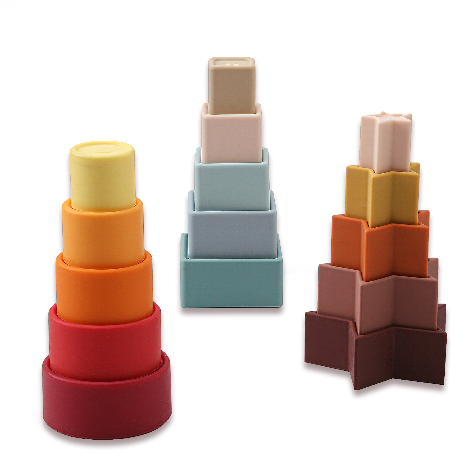 Детские развивающие игрушки для раннего обучения: силиконовые игрушки для складывания, набор из трех предметов, силиконовые игрушки для сопоставления форм для развития ребенка.