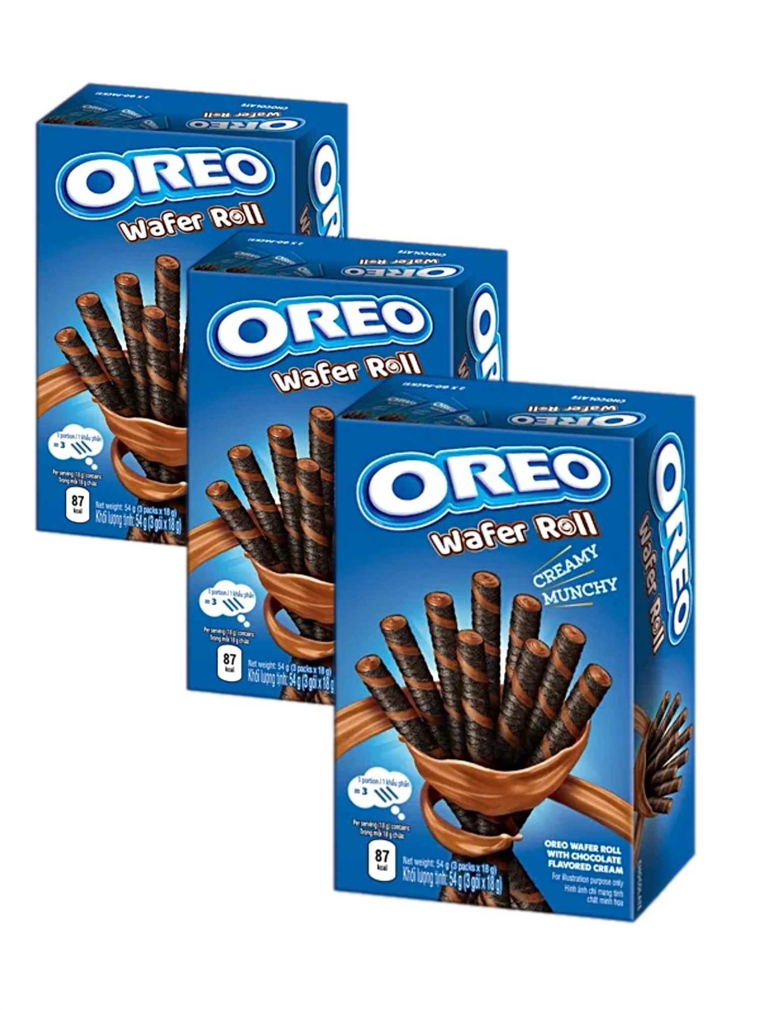 Вафельные палочки Oreo Waffer Roll со вкусом шоколада, 3 шт х 54 гр, (Индонезия)