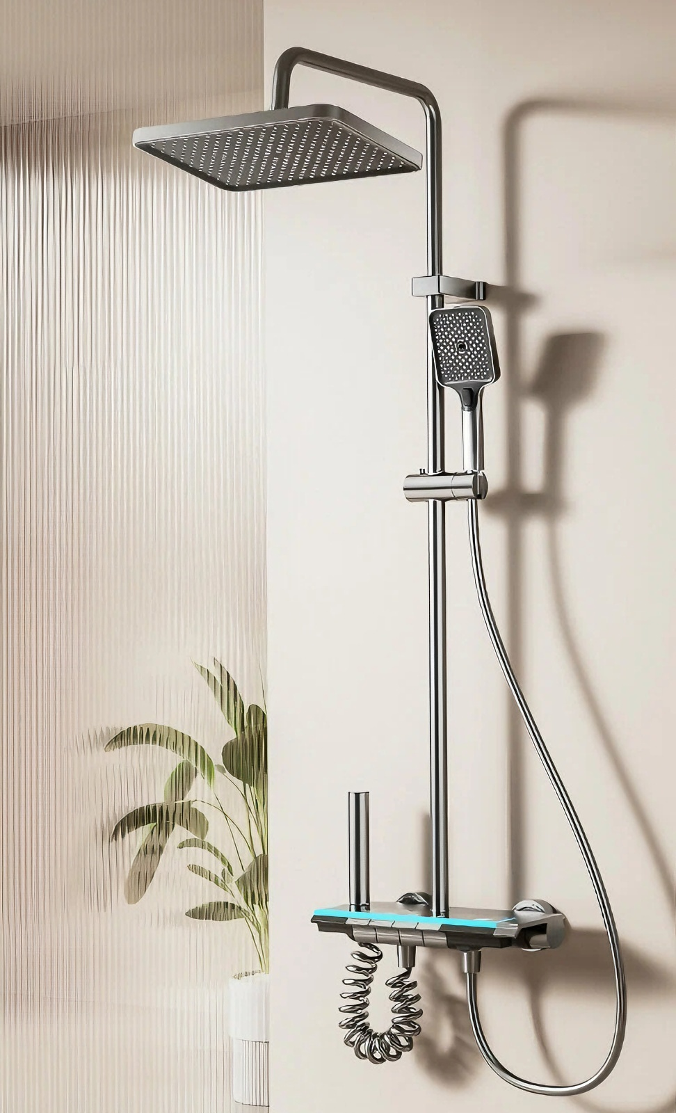 Душевая система с тропическим душем со смесителем, душевой комплект, гарнитур с подсветкой и стойкой для ванной