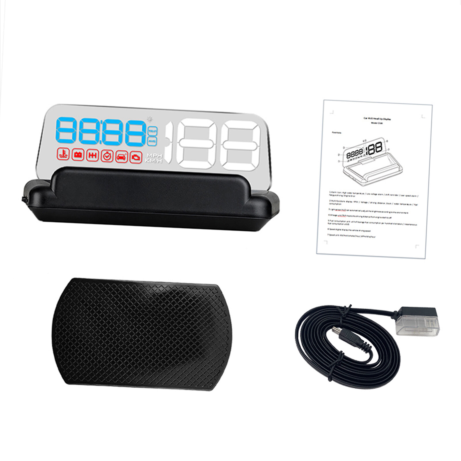 HUD дисплей OBD2 для авто, спидометр, диагностика