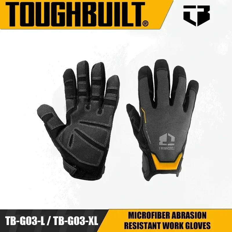TOUGHBUILT, рабочие перчатки из микрофибры, устойчивые к истиранию, защита рук, аксессуары для электроинструмента TB-G03-XL
