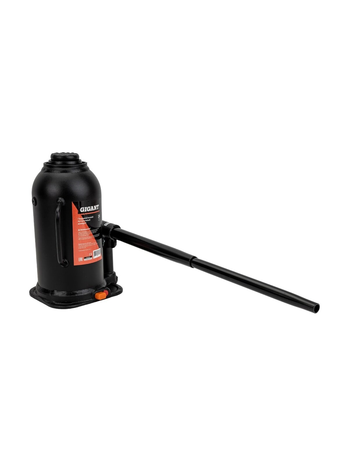 Гидравлический бутылочный домкрат 20Т Gigant, подхват 242мм, подъем 452мм, рабочий ход 155мм, HBJ-20