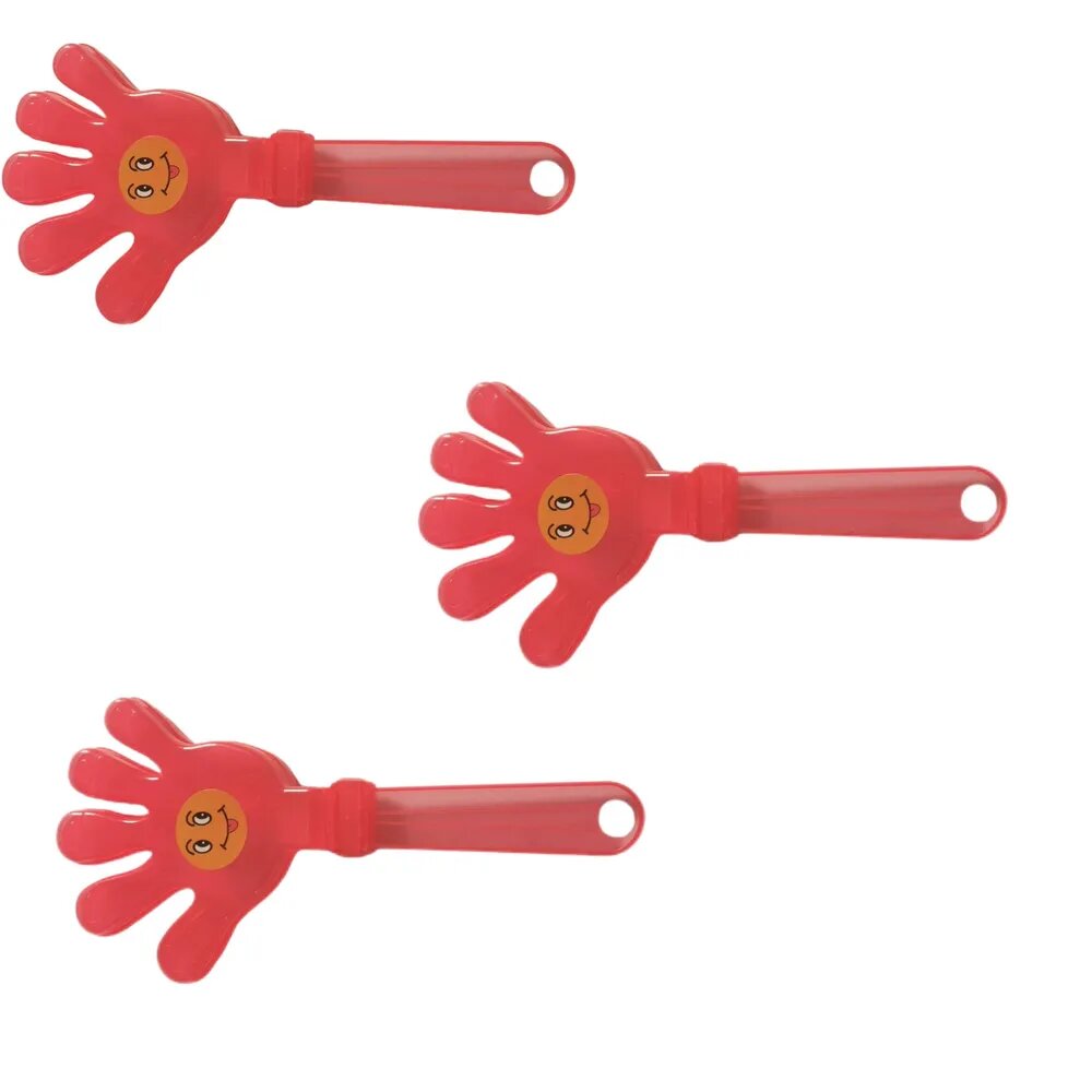 Набор для болельщиков реквизит в виде хлопушки со смайликами, подходит для концертов и футбольных матчей, длина 28 см, упаковка из 3 штук, красный цвет.