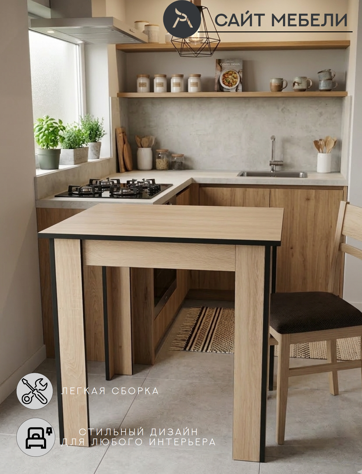 Стол обеденный Комфорт 60х70 см, Н=74,5 см Дуб сонома/кромка Венге, ЛДСП