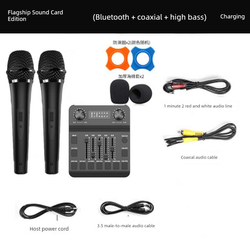 Флагманская караоке система с звуковым картой, Bluetooth, коаксиальным аудио, басами/тревелами и профессиональной