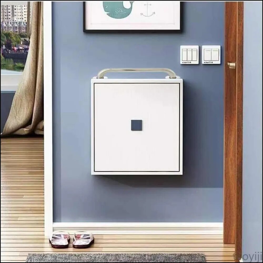 Стул-кресло настенное складное Xinrui белый, МДФ, 30x24x65 см, нагрузка до 150 кг, для прихожей — фото 1