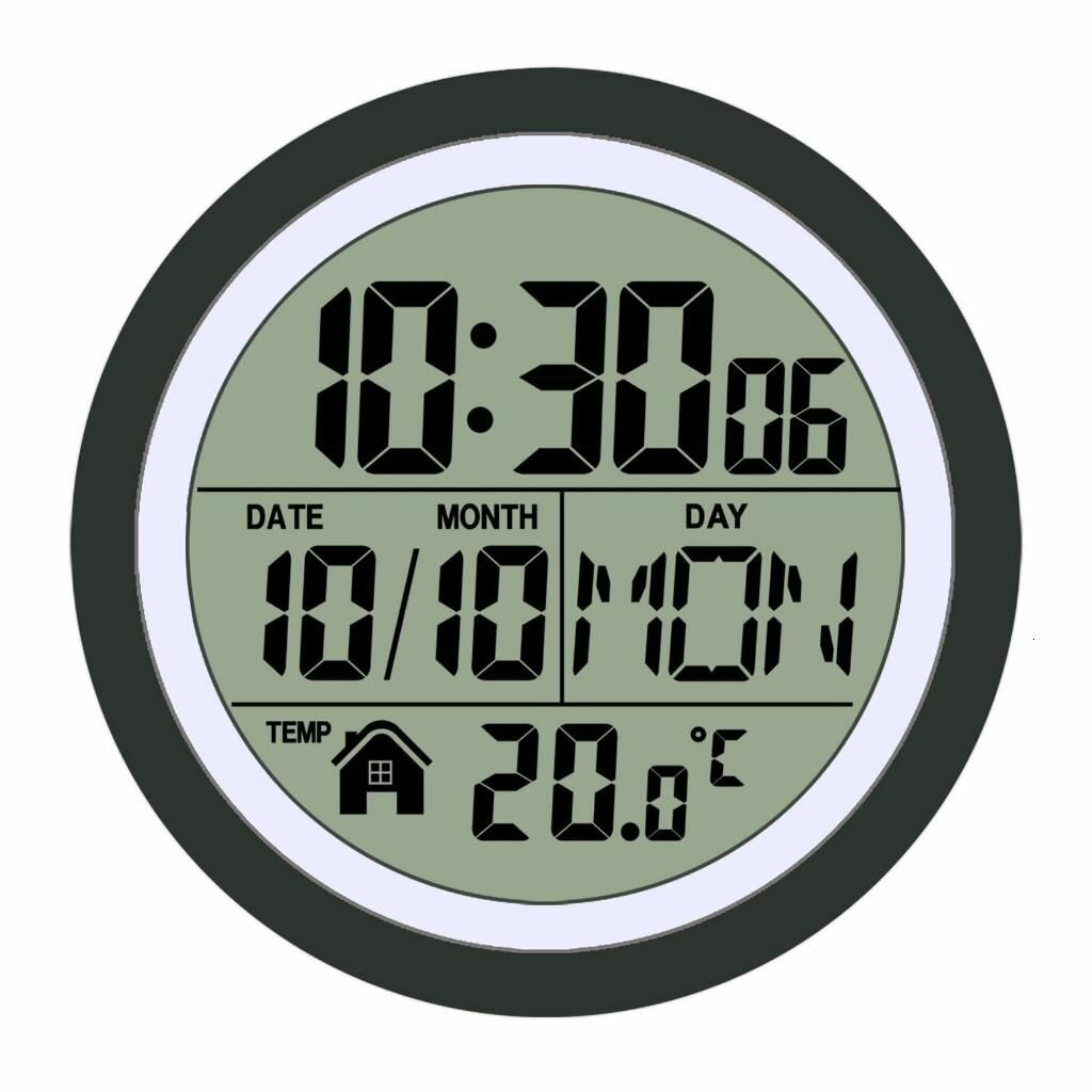 Большие цифровые настенные часы с датой и температурой, работающие от батареек, с присоской