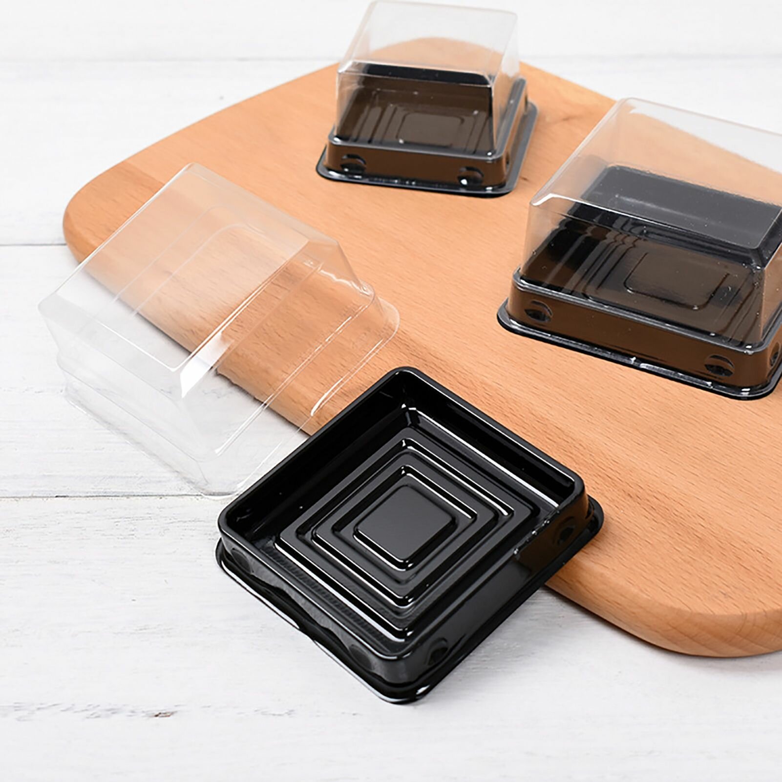 Прозрачная пластиковая упаковка для тортов 50 шт квадратные одноразовые контейнеры для выпечки и десертов