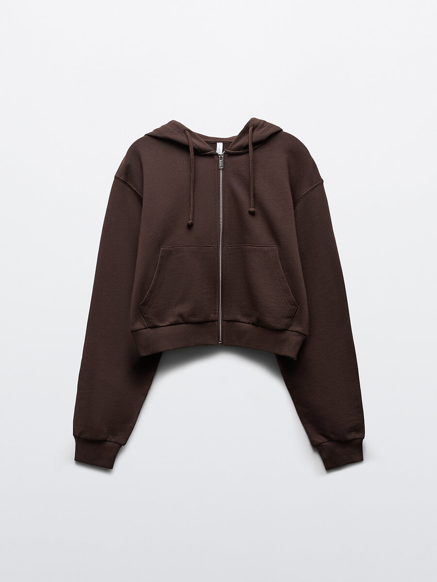 Толстовка укороченная с капюшоном