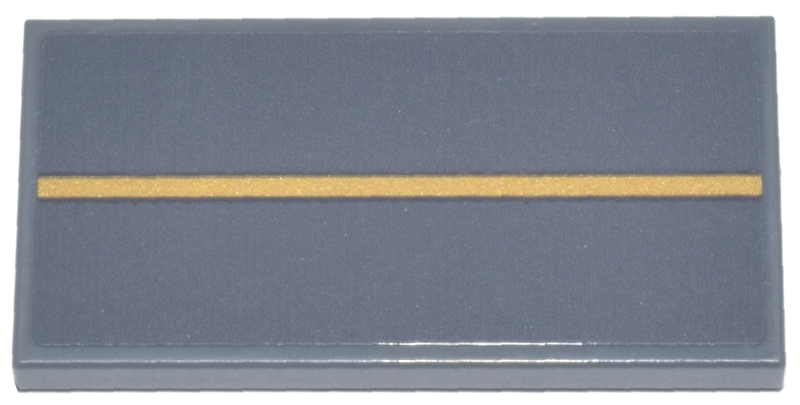 Tile 2 x 4 with Thin Gold Line Pattern (Sticker) - Set 75385, 87079pb1467 Dark Bluish Gray U