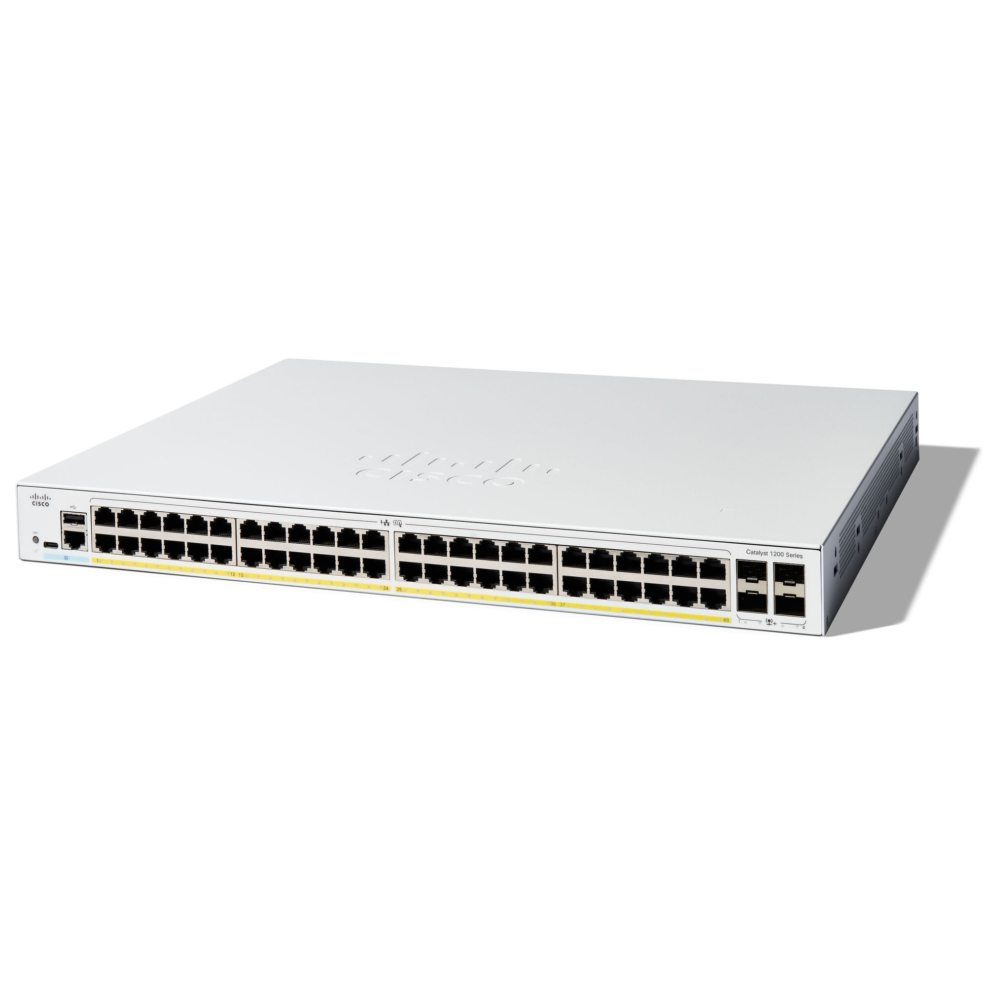 Коммутатор CISCO C1200-48P-4G 48x 10/100/1000 PoE+ with 375W power budget, 4x GE SFP, Rack-mountable