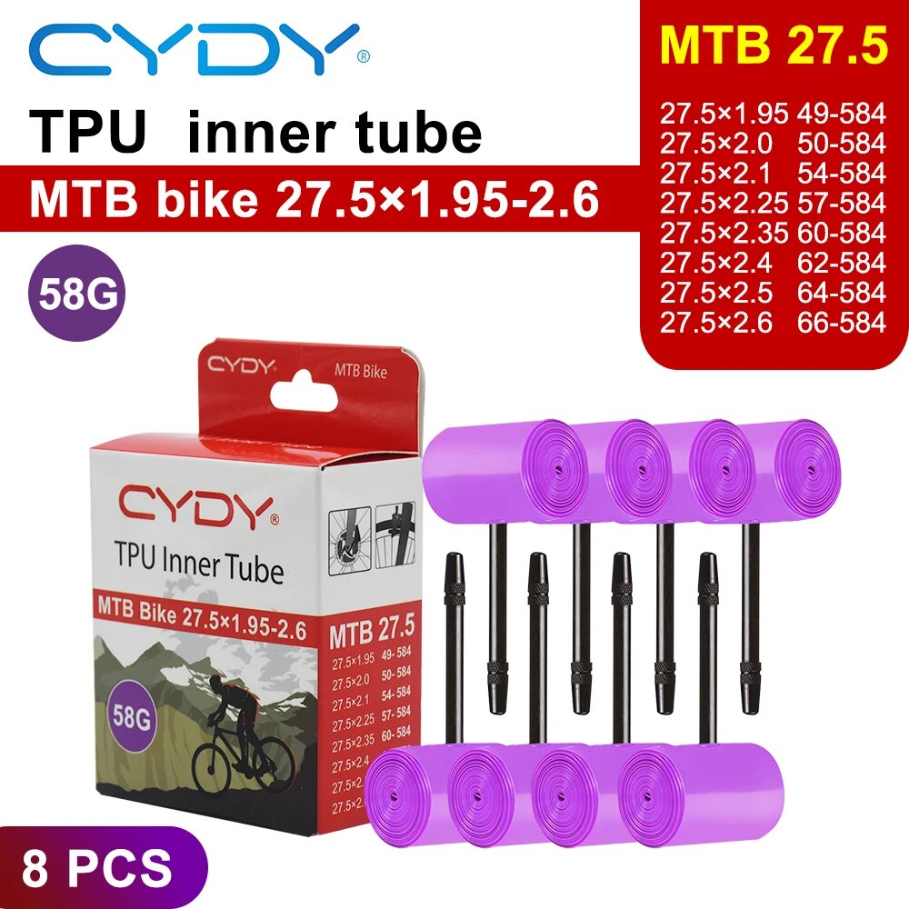 CYDY MTB Велосипедная камера из ТПУ 26/27,5/29 дюймов 27.5x1.95-2.6 8pcs