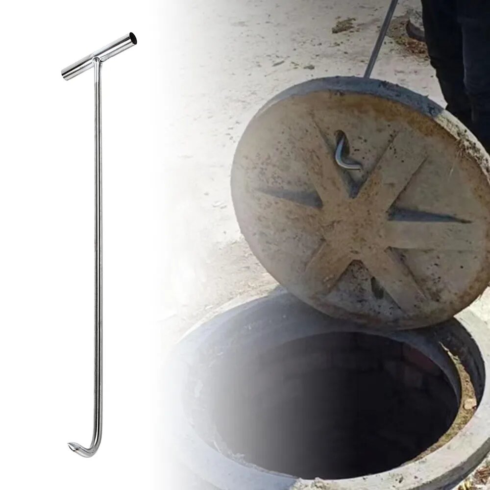 38 см, Крюк для открывания крышки люка колодца, острый