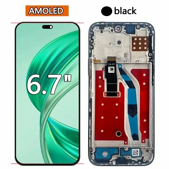 6.7 дюймов AMOLED, для Honor X8B LLY-LX1, LLY-LX2, LLY-LX3 LCD дисплей с рамкой, сенсорный экран, сборка панели дигитайзера, черный