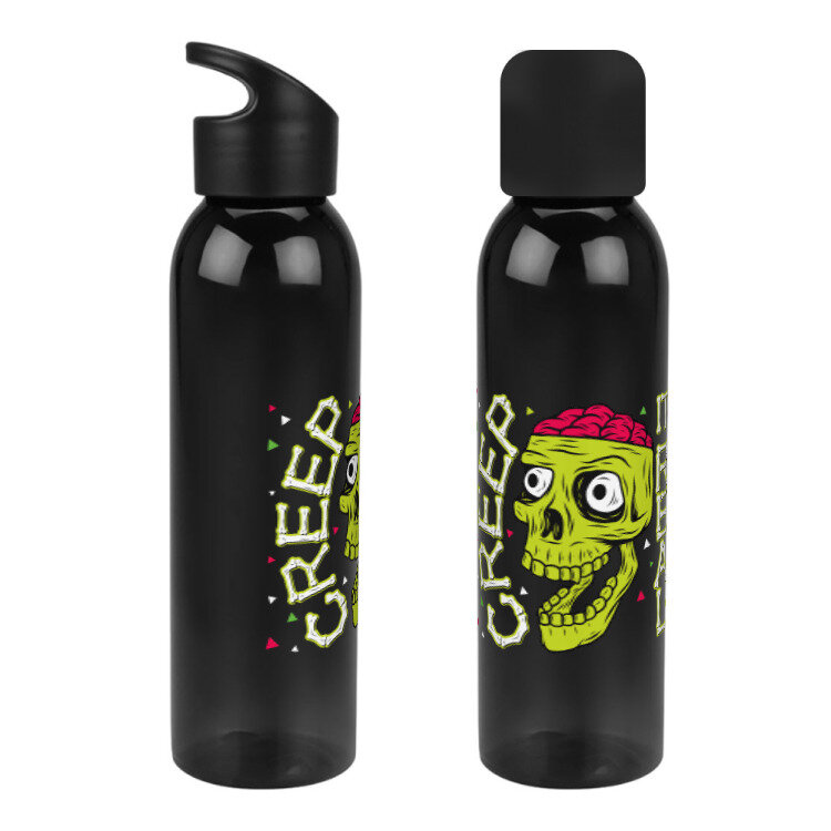 Бутылка для воды «Череп с мозгами. Скелет» (черный)