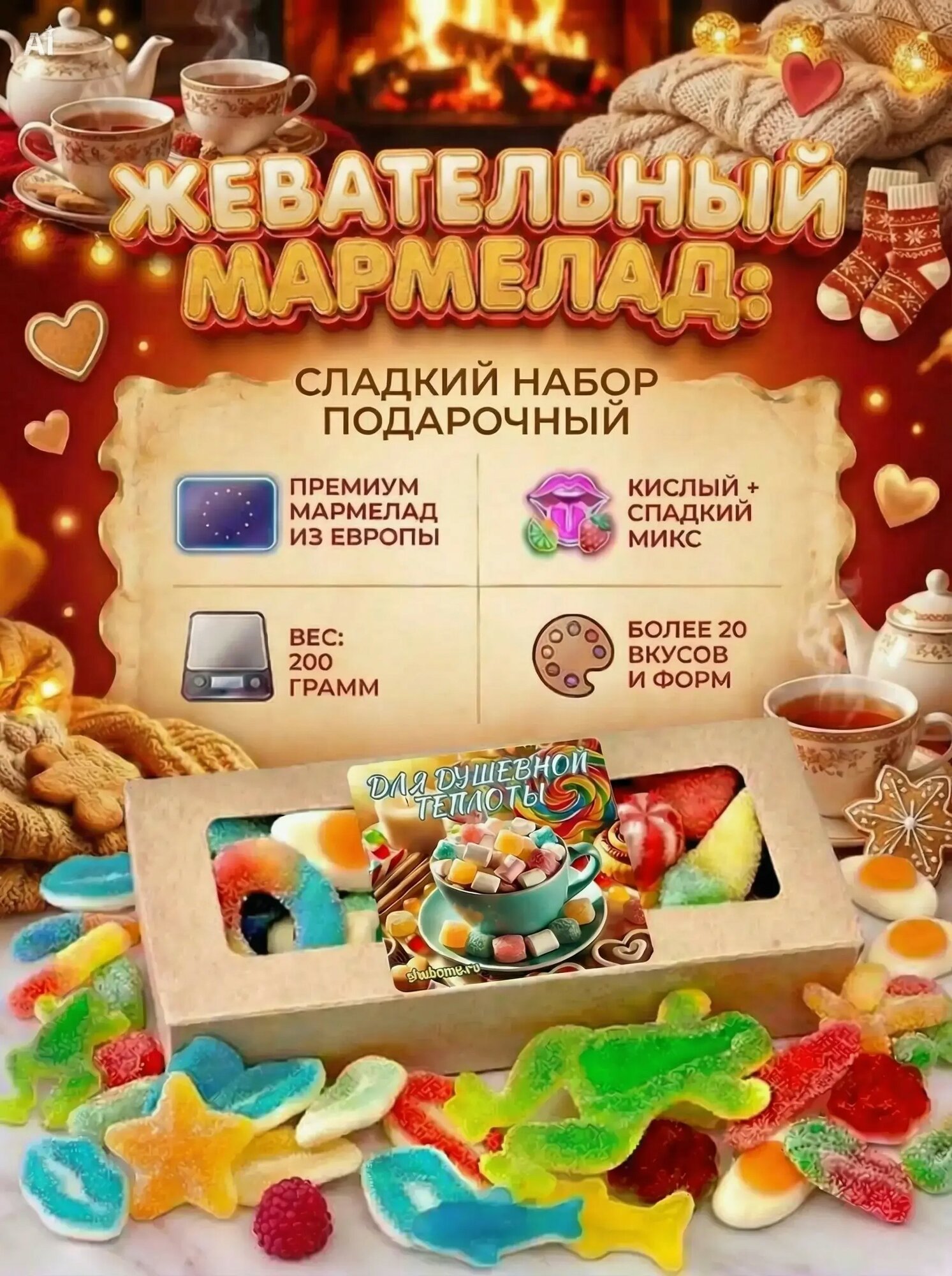 Мармелад жевательный набор сладкий подарок родным и друзьям из Европы 200 гр