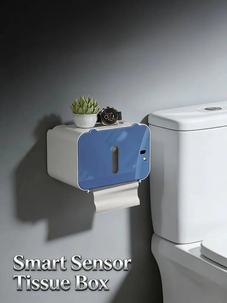 Салфетница Smart Sensor Tissue Box, синего цвета, 1 шт. для ванной комнаты из дерева