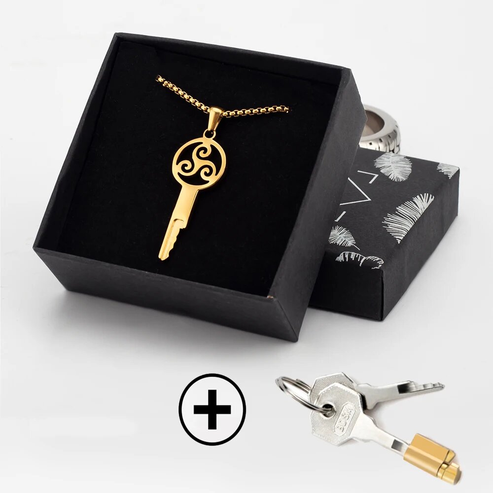 Ожерелье с ключом в форме сердца для клетки верности, держатель для ключей, аксессуар, BDSM-Gold