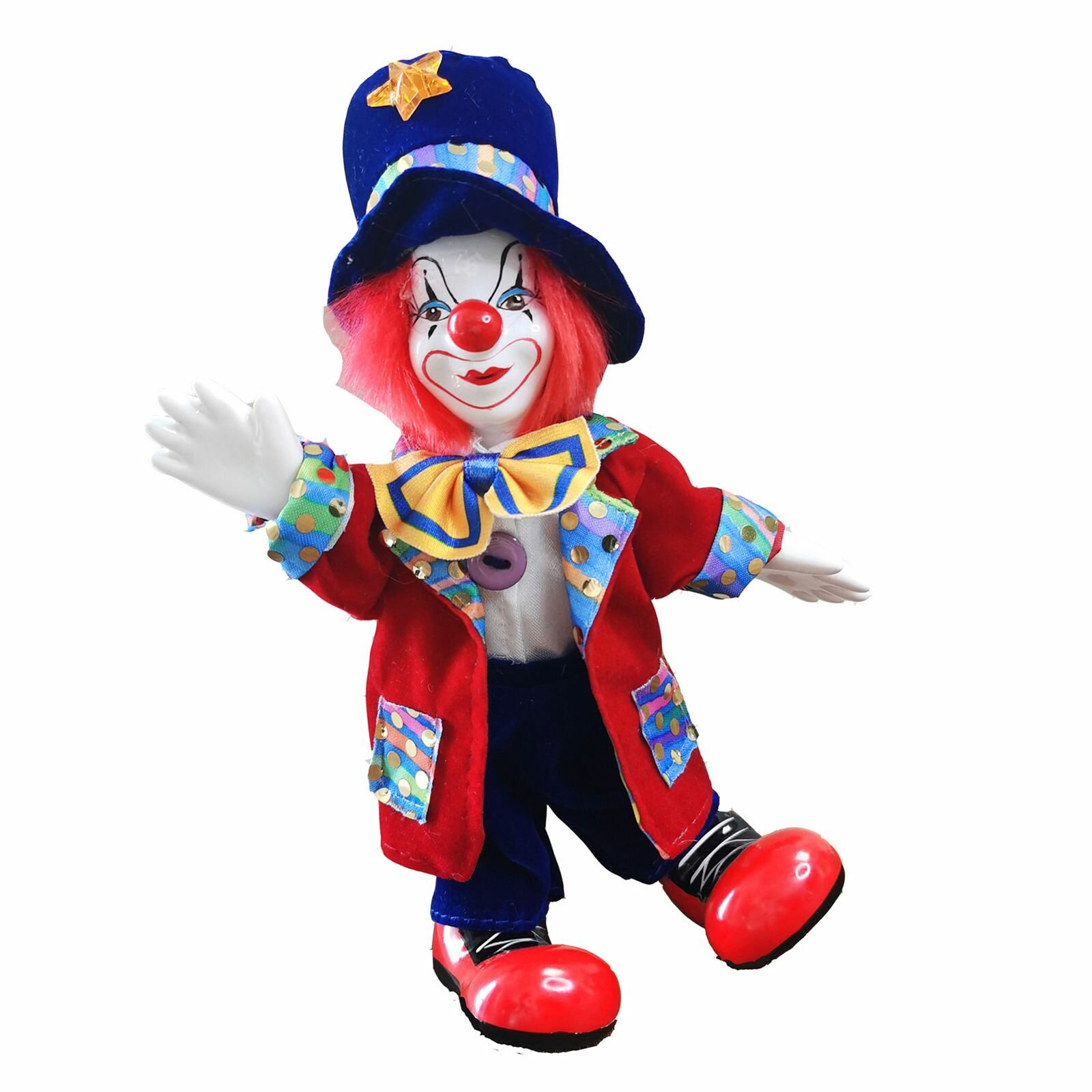 Традиционная керамическая кукла-клоун с подвижными деталями сезонный декор