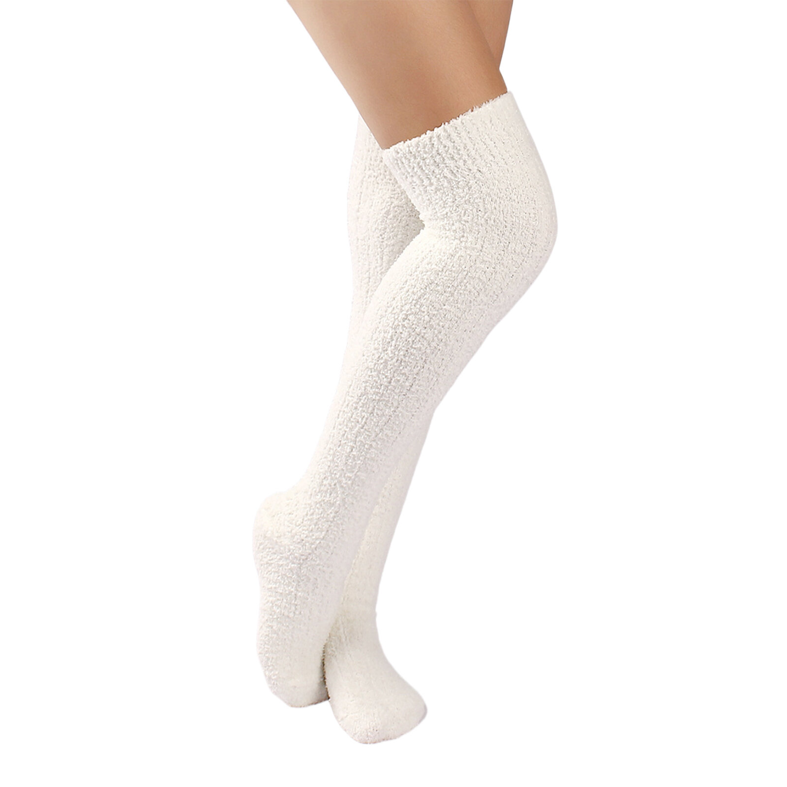 Женские зимние высокие носки из кораллового флиса до бедра