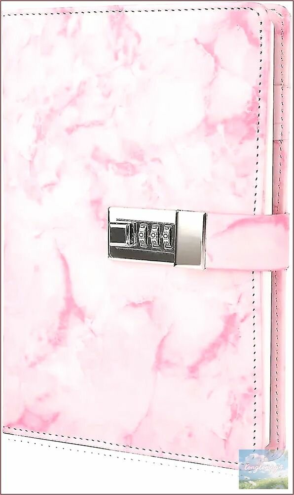 Мраморный ежедневник с замком, ежедневная многоразовая тетрадь A5 для девочек с кодовым замком (розовый)