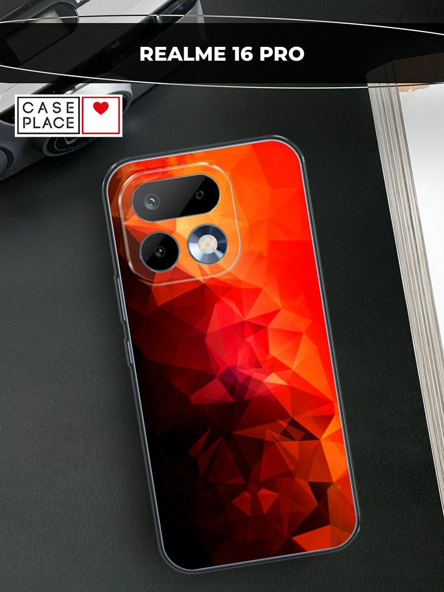 Чехол на Realme 16 Pro / Реалме 16 Про с принтом Красная геометрия