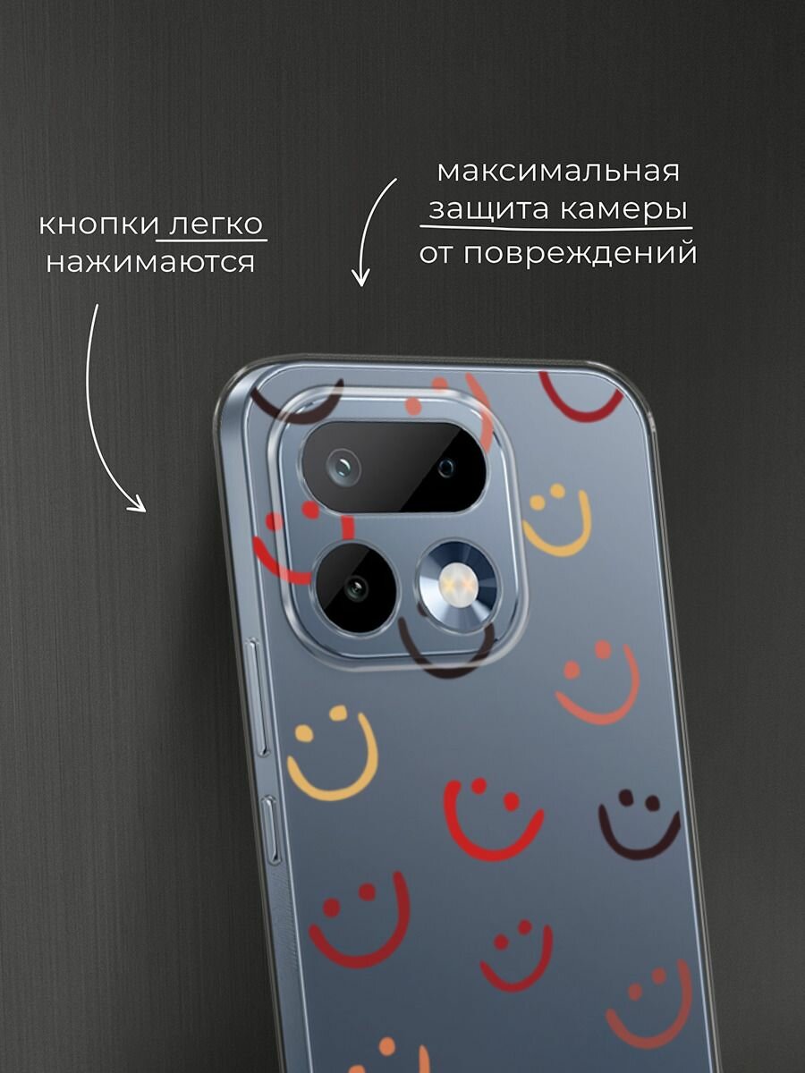 Чехол на Realme 16 Pro / Реалме 16 Про с принтом Colored smiles, прозрачный — фото 1