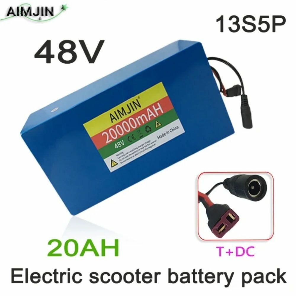 Литий-ионный аккумулятор 48V 20Ah 18650 13S5P, встроенный BMS мощностью 500-1000 Вт, высокая мощность и длительный срок службы.