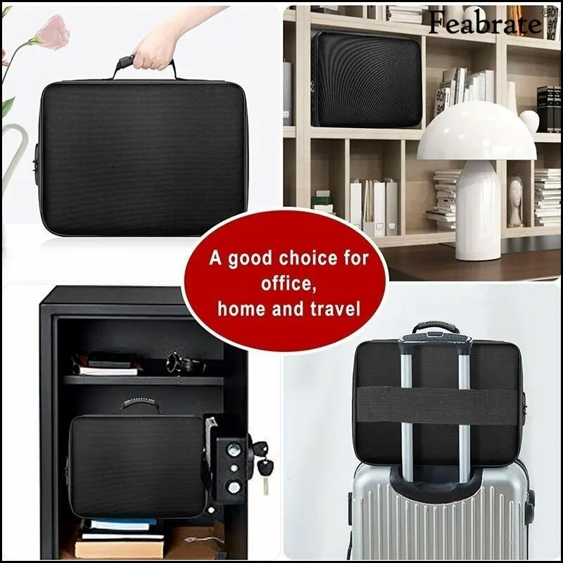 Портфель для ноутбука с эксклюзивным огнеупорным покрытием, водонепроницаемый трехслойный кейс с защитным замком, компактный органайзер для хранения документов в дороге и дома