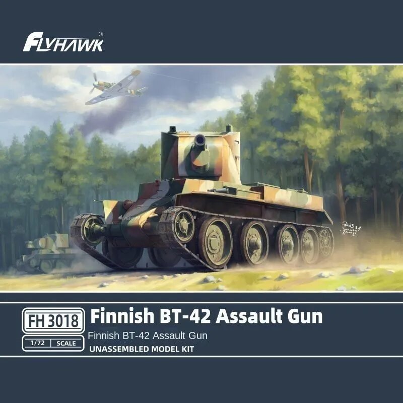 Сборная модель танка Flyhawk FH3018 1/72 Финский БТ-42 Assault Gun - UNSSEMBLED MODEL KIT