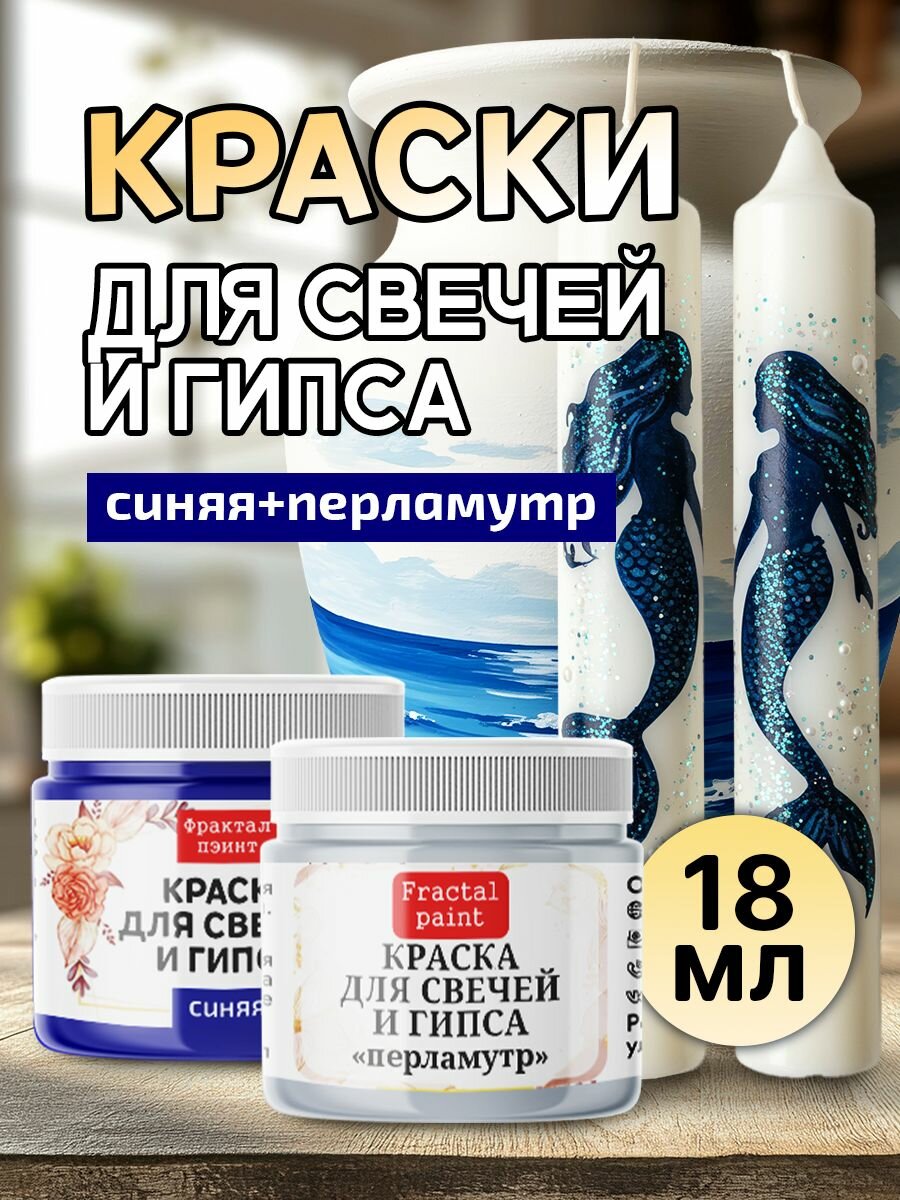 Комбо красок для свечей и гипса (синяя+перламутр) 2х18мл, для творчества