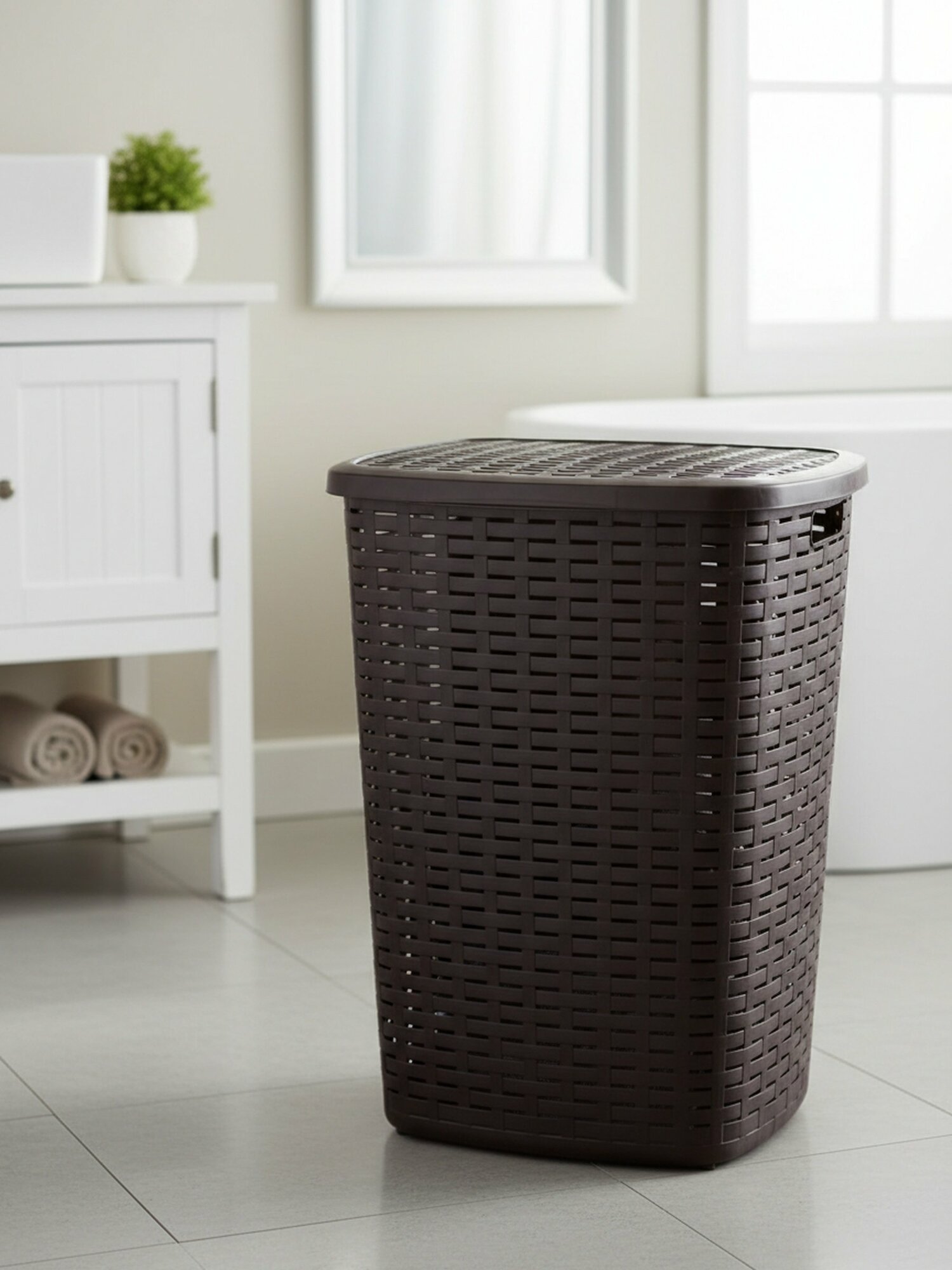 Корзина для белья, 50 л, пластик, коричневая, Roso, 36920/36928