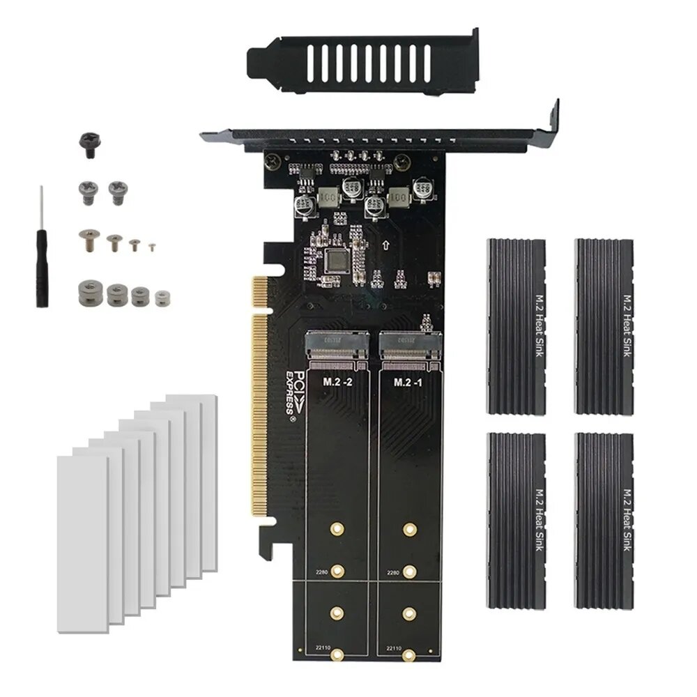 Новая карта адаптера PCIe-M2 PCIe X16 4-портовый M2 NVME M Key SSD Converter M.2 PCI Express адаптер VROC расширения