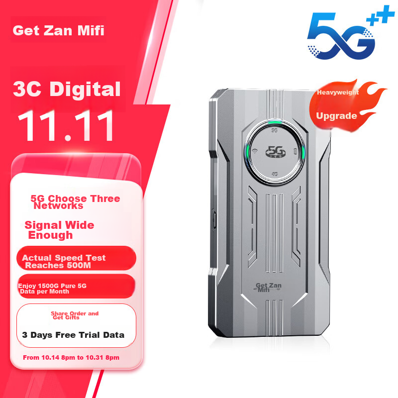 Shangzan SZ50 5G Portable WiFi, SIM-Free Data Mobile Router, Dual-Band WiFi Wireless Internet Card