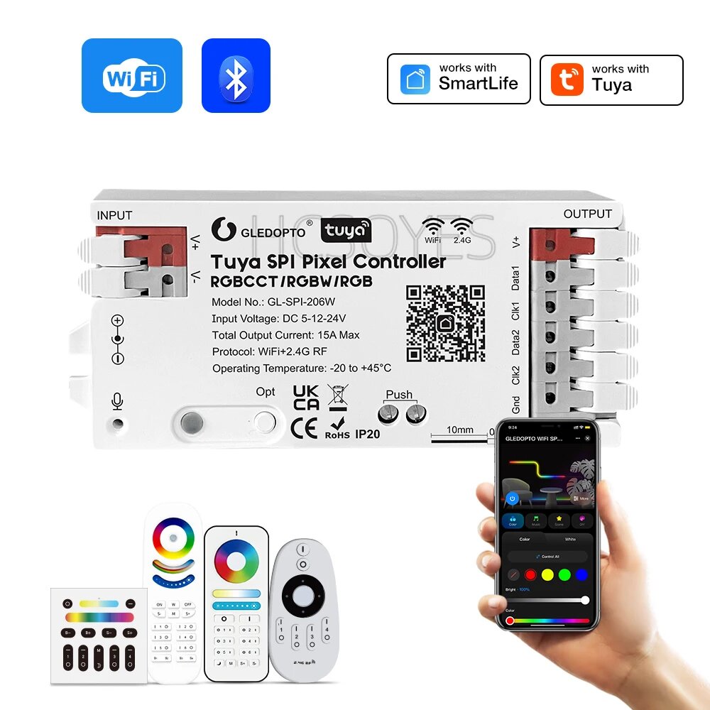 GLEDOPTO RGB WiFi SPI контроллер для светодиодных пикселей