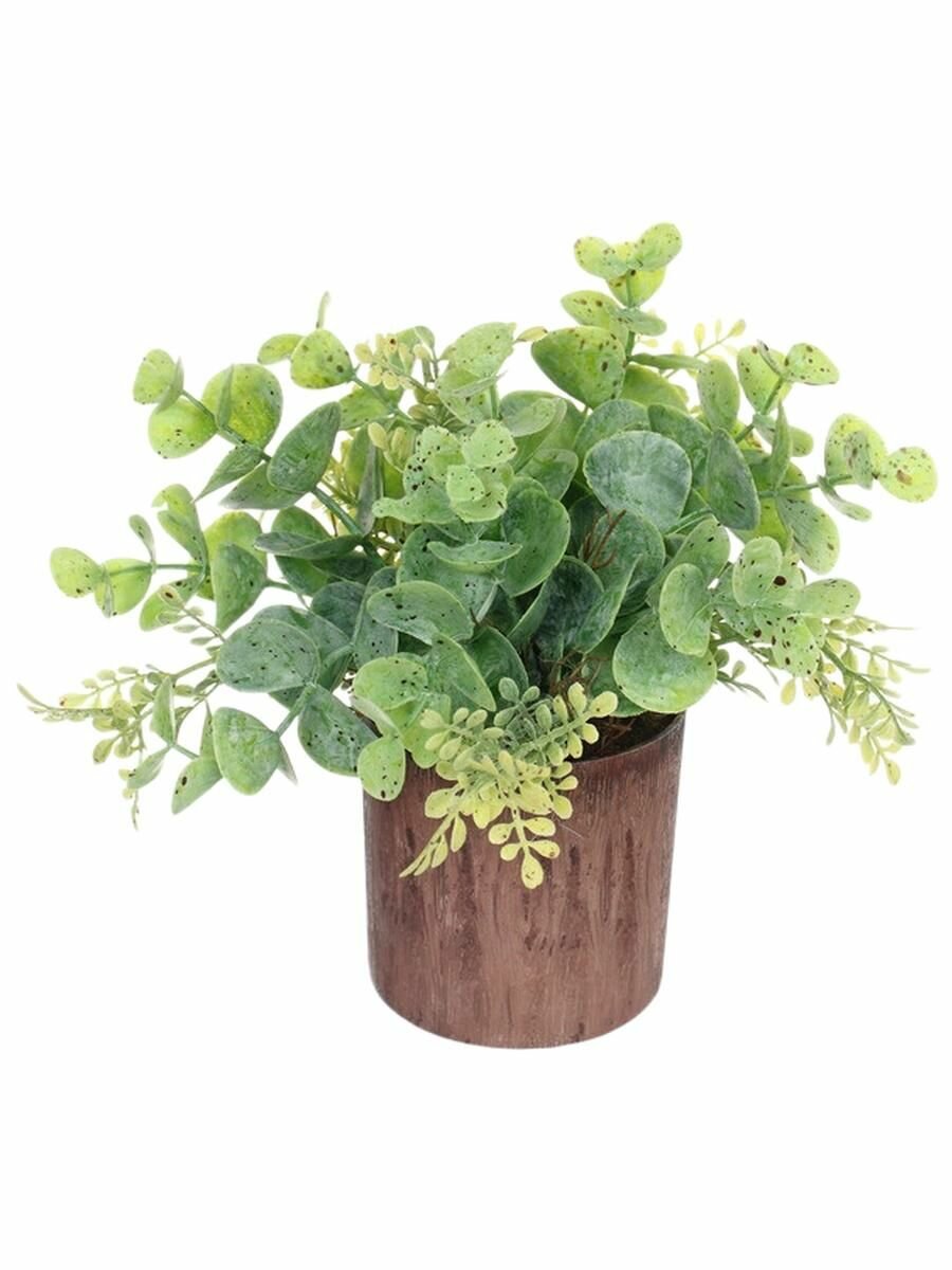 Цветок искусственный в горшке "Эвкалипт" 16см яркая трава