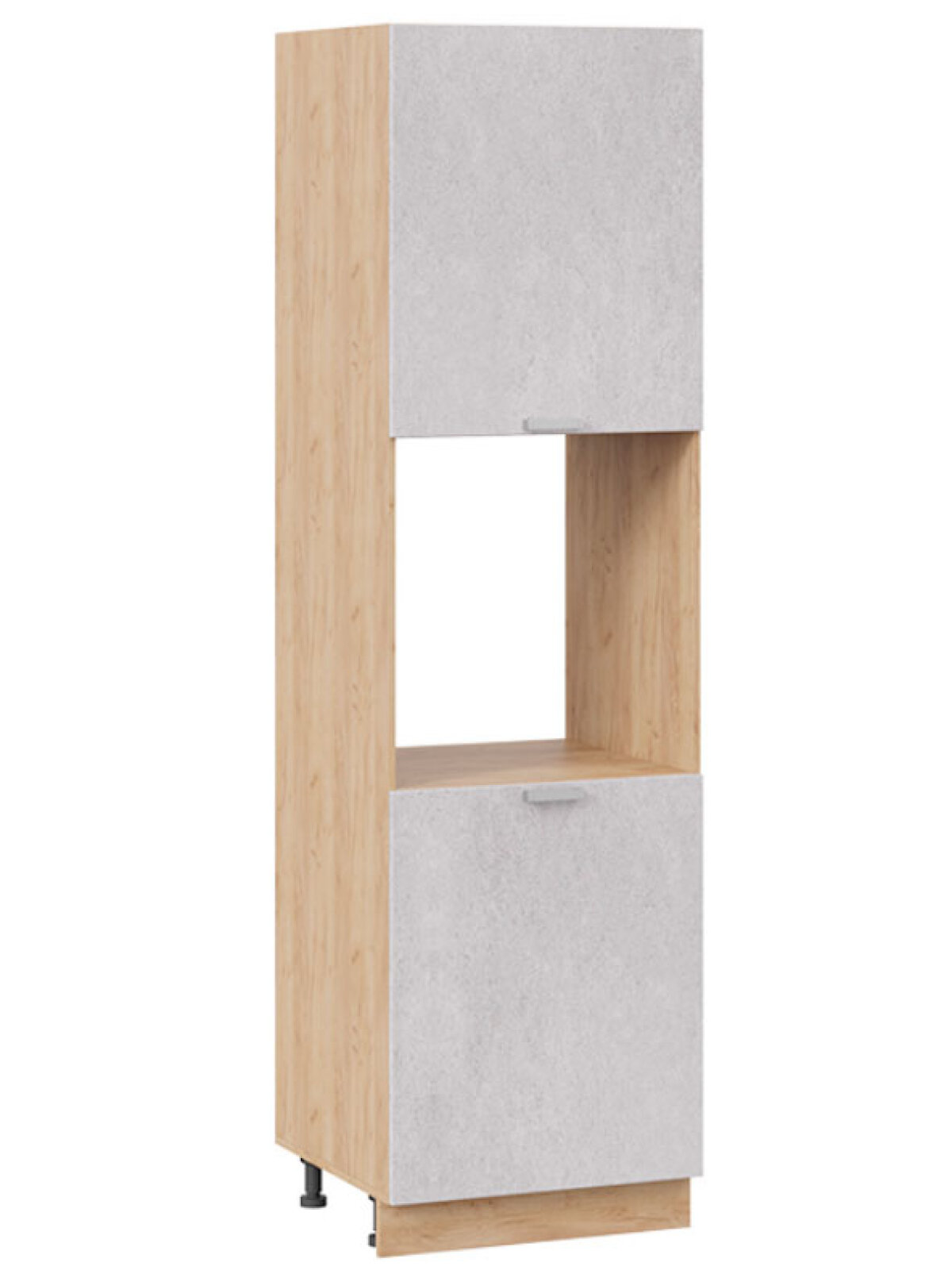 Пенал кухонный напольный с нишей 600 Бетон (бетон белый) корпус крафт Huge Mebel. Ширина 600 Высота 2132. Модули кухонные нижние Huge Mebel. Ширина 600 Высота 2132