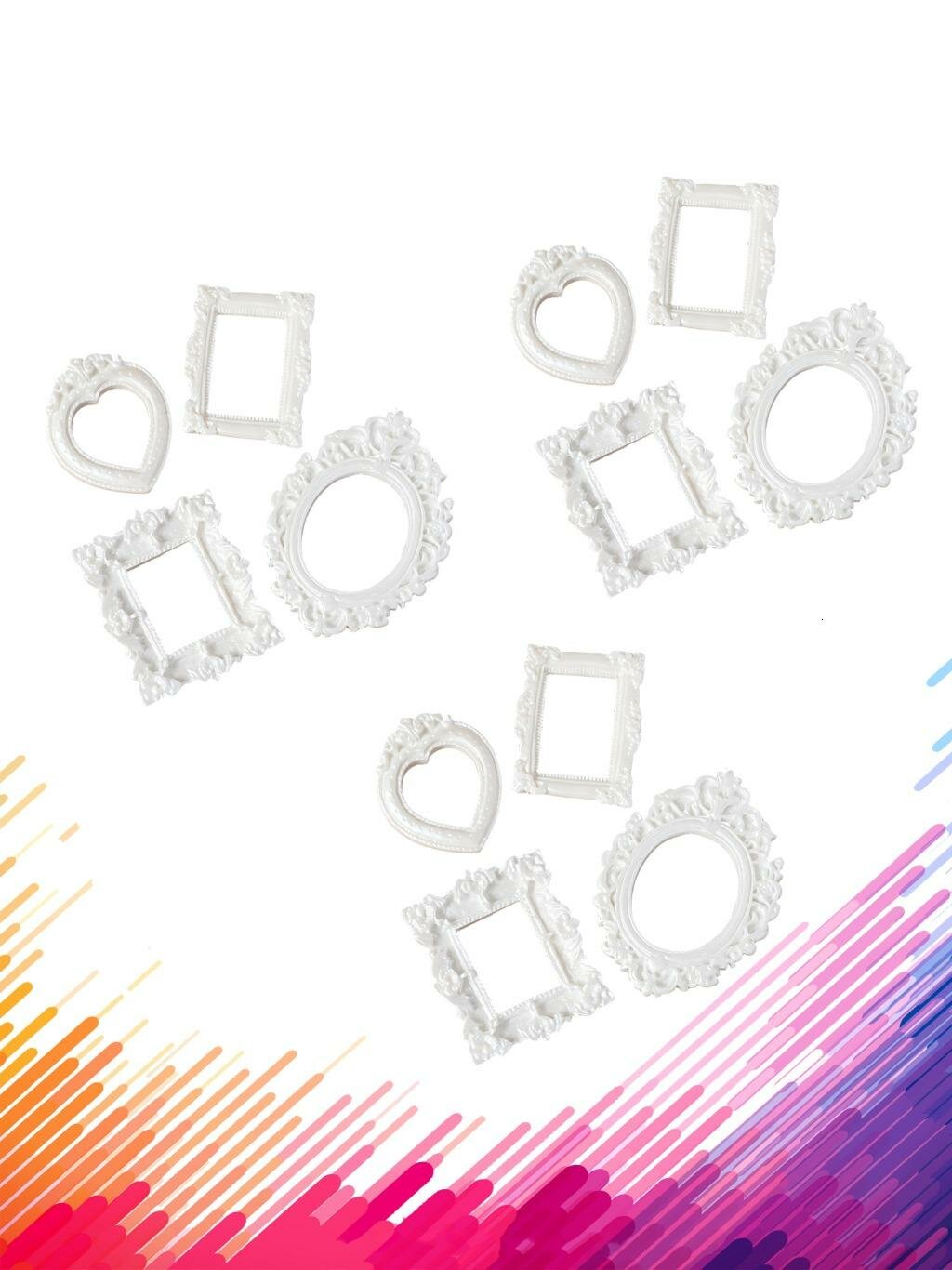 Антикварная мини-рамка для фото и украшений, 12 шт, B