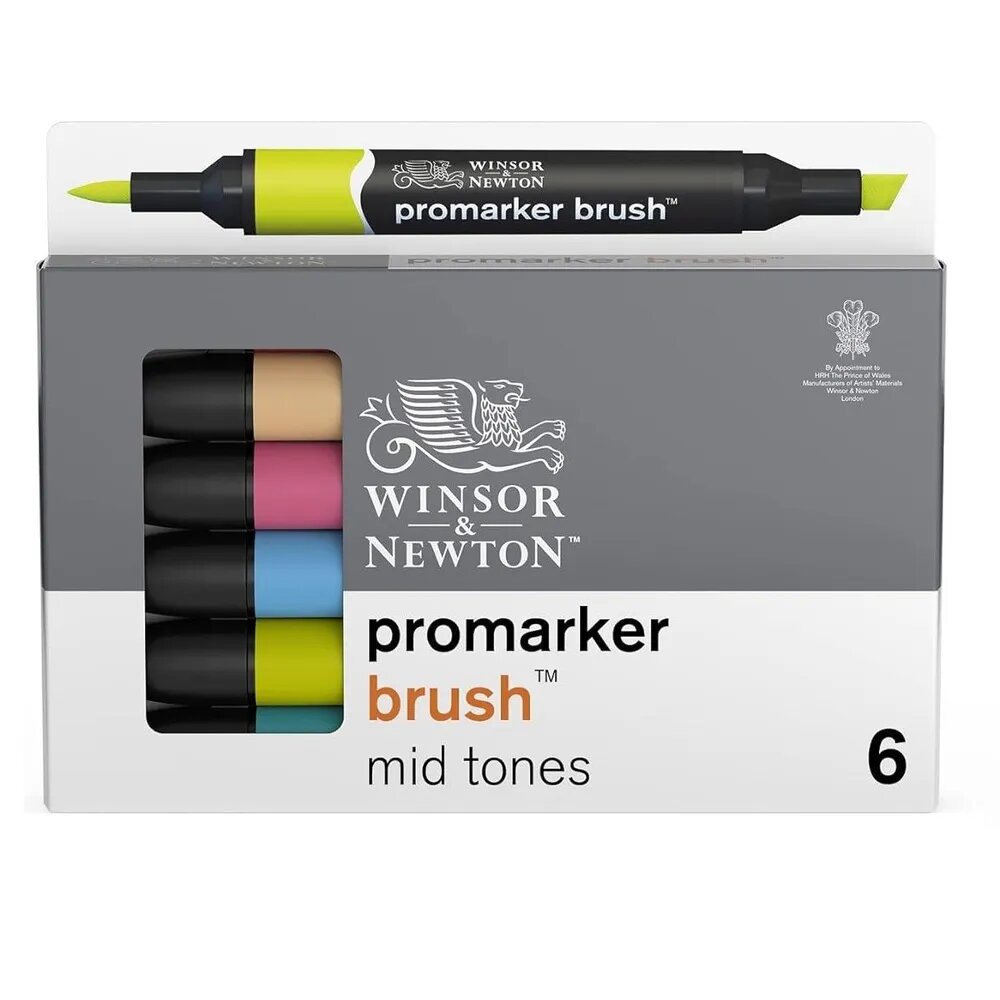 Winsor&Newton Набор маркеров Спиртовой, толщина: 6 мм, 6 шт. для скетчинга, для граффити