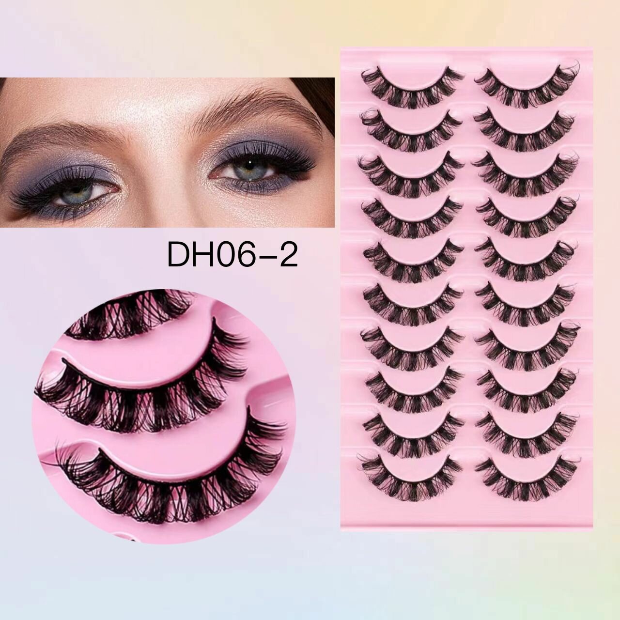 Хит продаж за рубежом: русские объемные ресницы для создания эффекта густых, больших глаз, многослойные, с трехмерным изгибом, незаменимы для европейского и американского макияжа, реалистичный вид.