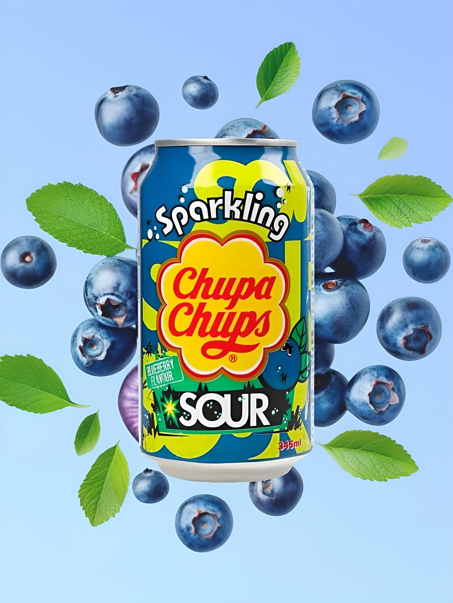 Напиток газированный Chupa Chups кислая черника 345 мл, Южная Корея